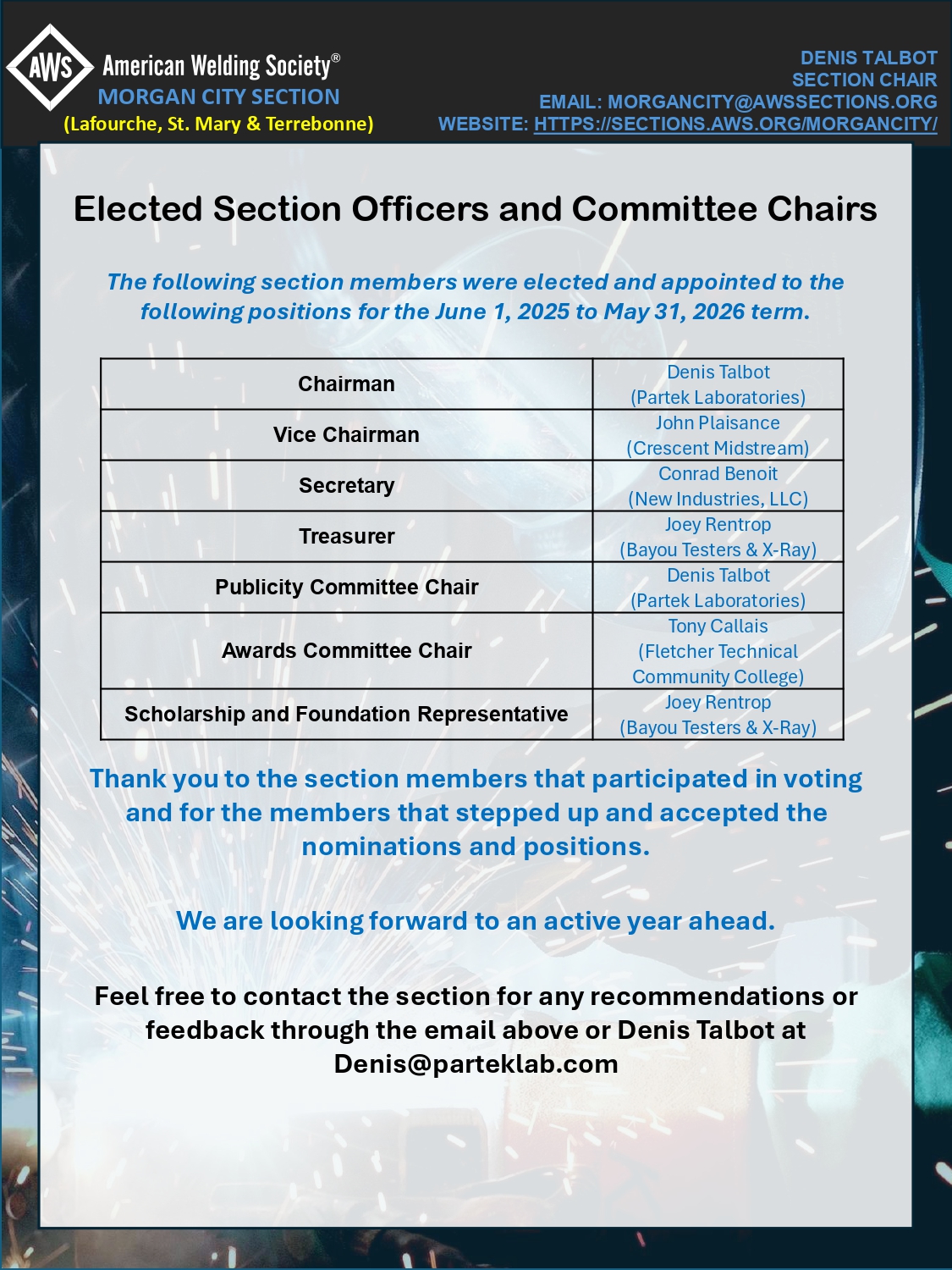 📣 Announcing Your 2025-2026 Section Officers for AWS Morgan City 📣 ...