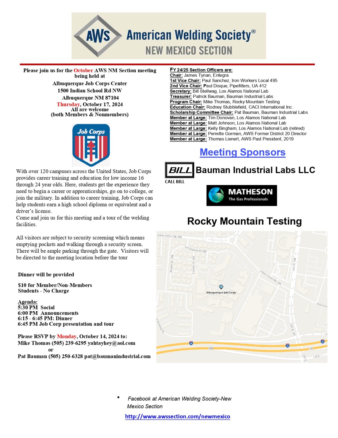 ?Join Us 10/17 for Section Meeting at Job Corp? - AWS New Mexico Section